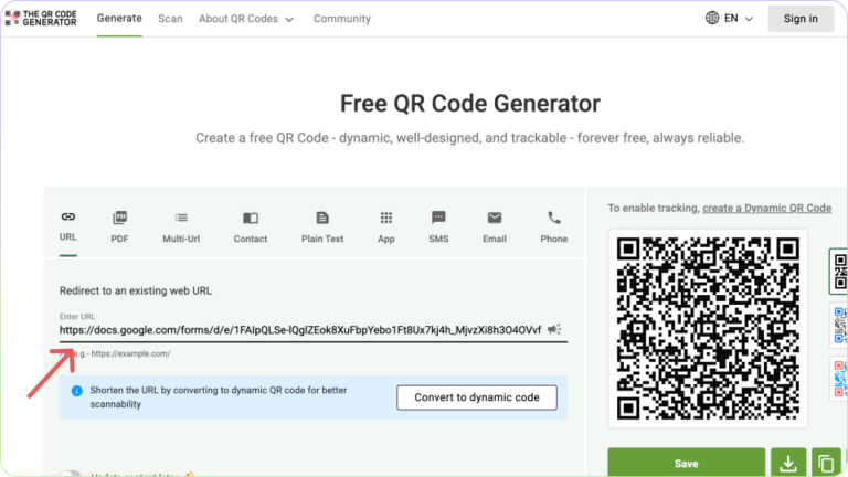 Free Google Form QR Code Generator